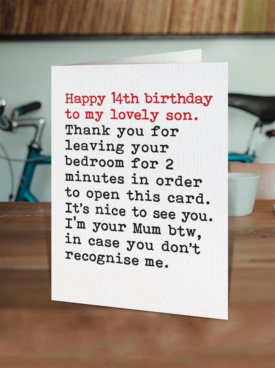 Funny Son 14th Birthday Card From Mum By Brainbox Candy | brainboxcandy.com