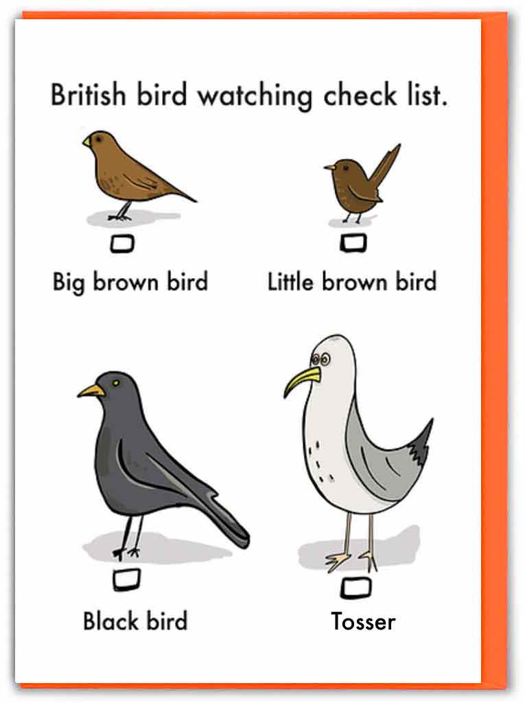 Rude Birthday Card Bird Watching (Tosser) By Objectables ...