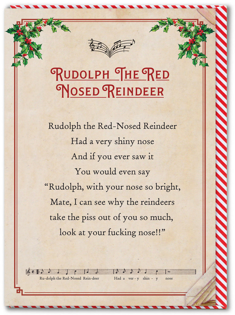 Rude Christmas Card - Rudolph The Red Nosed Reindeer By Brainbox Candy ...