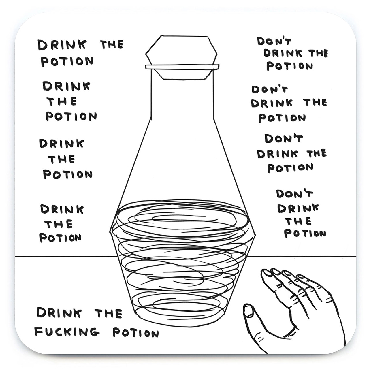 Funny Coaster - Drink The Potion By David Shrigley | brainboxcandy.com