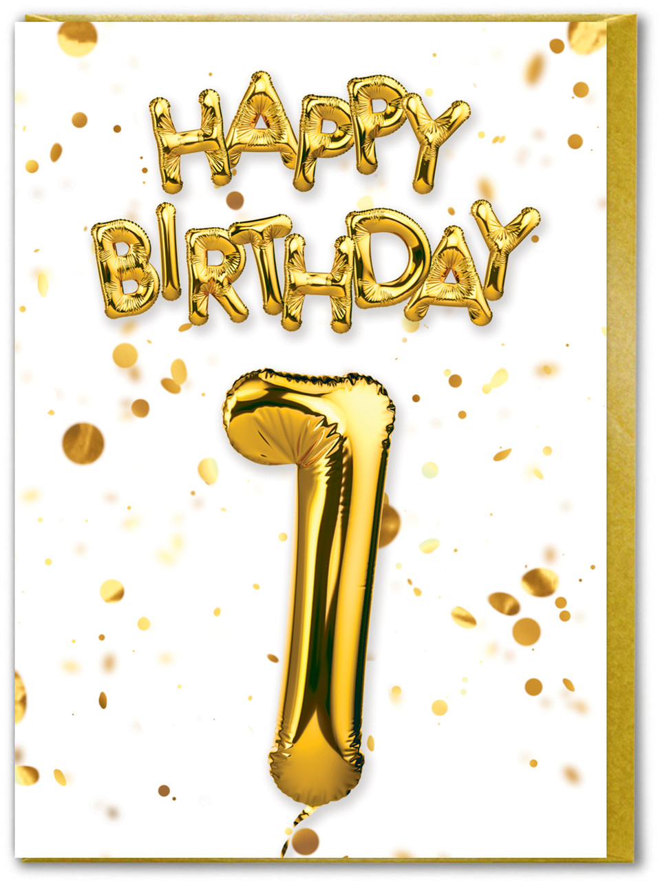 1st Birthday Card - Age 1 Balloon Gold By Brainbox Candy ...