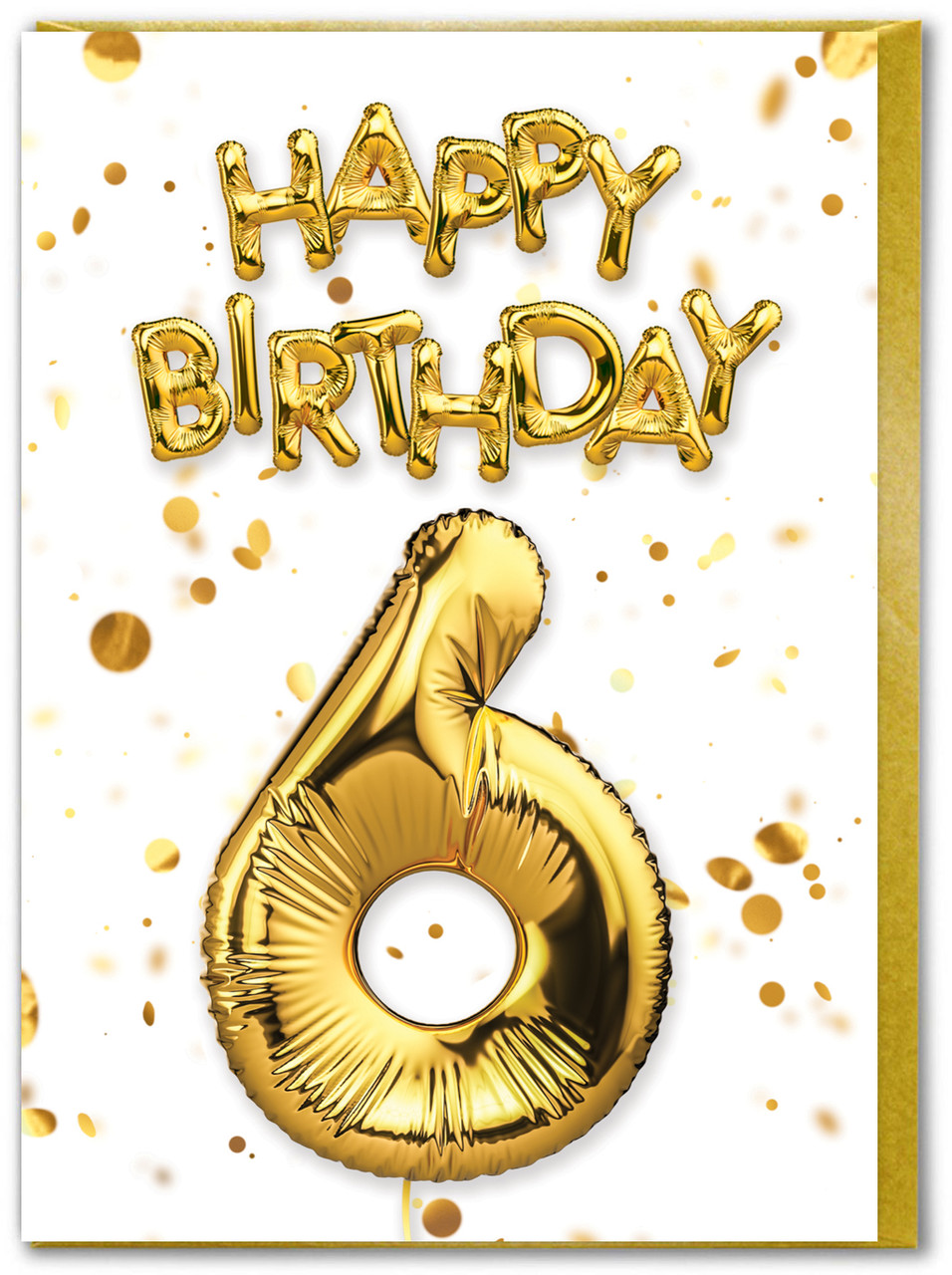 6th Birthday Card - Age 6 Balloon Gold By Brainbox Candy ...