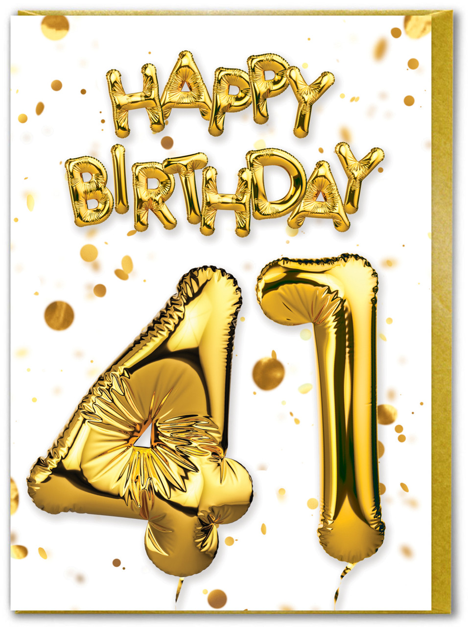 41st Birthday Card - Age 41 Balloon Gold By Brainbox Candy ...