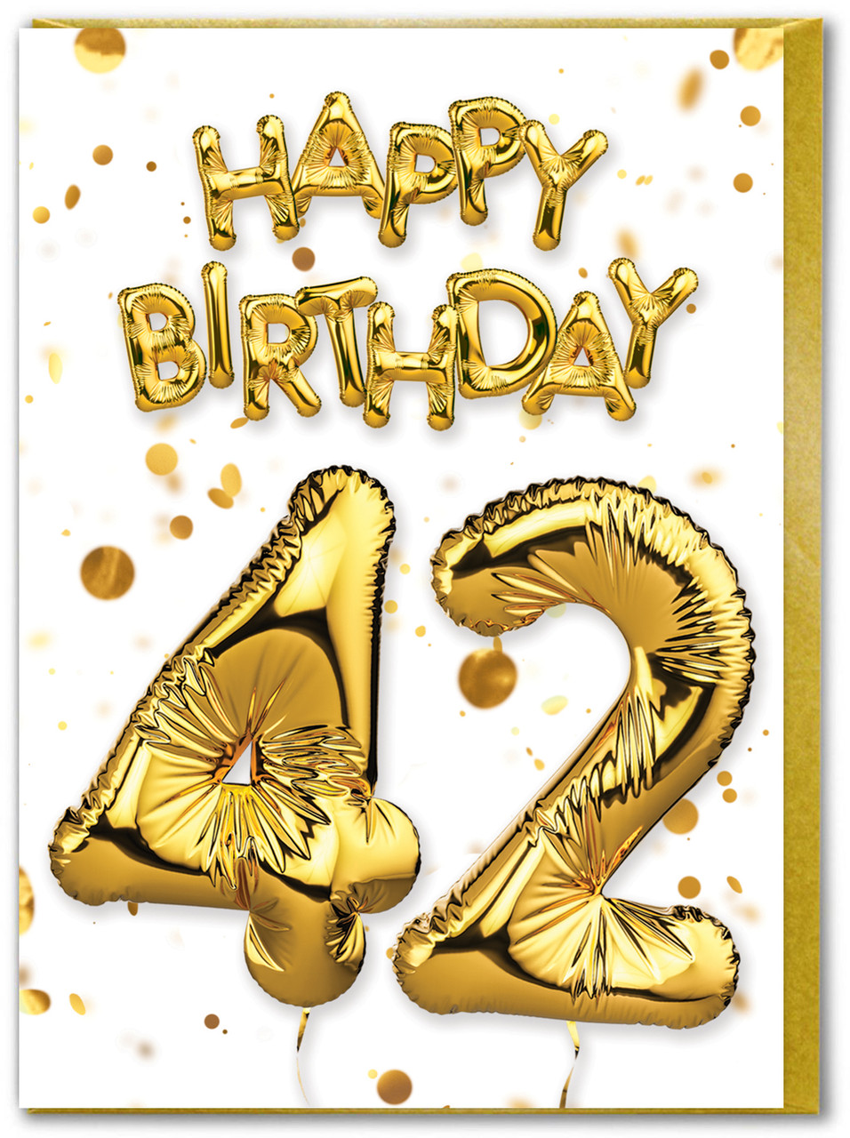 42nd Birthday Card - Age 42 Balloon Gold By Brainbox Candy ...