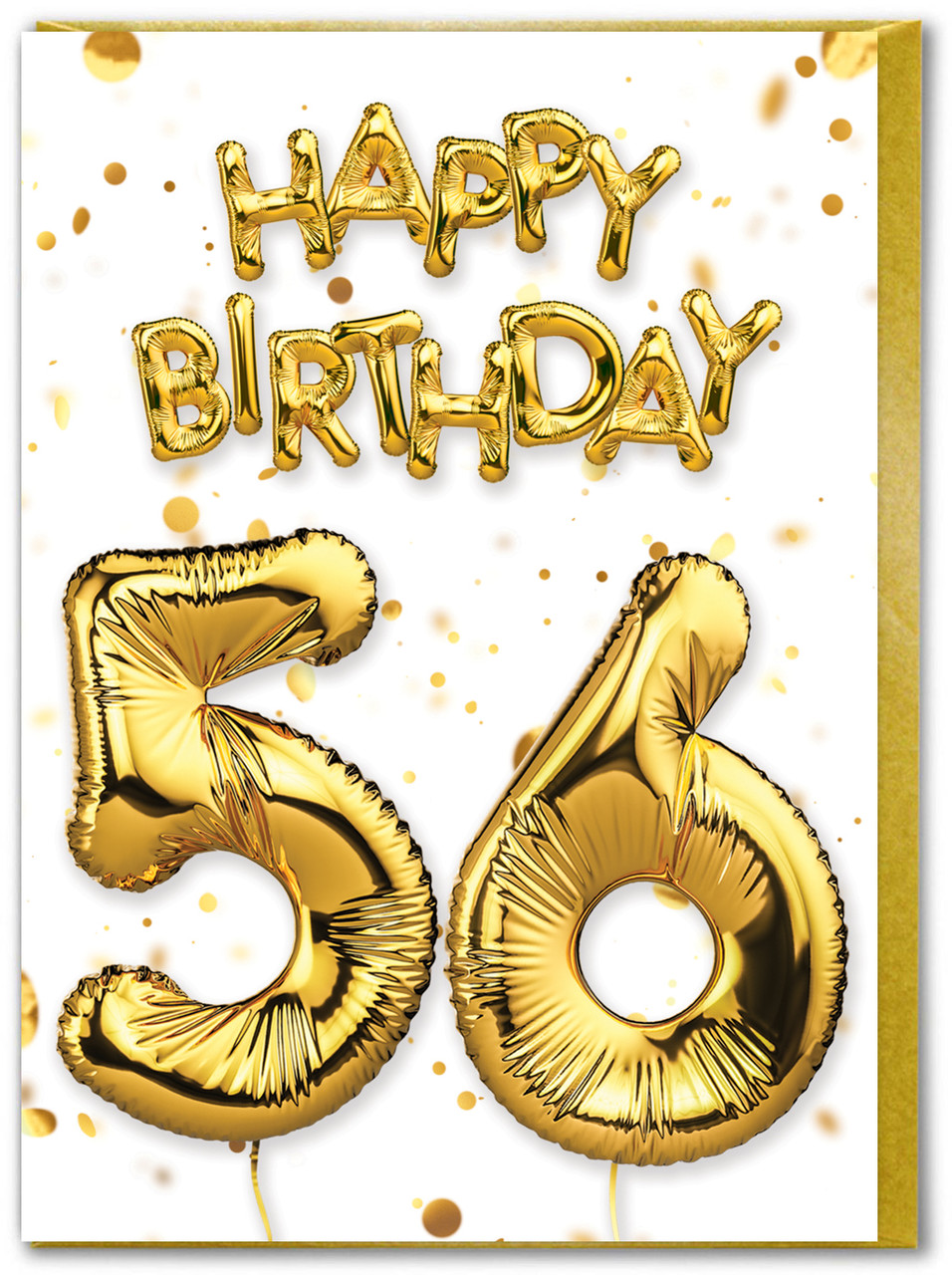 56th Birthday Card - Age 56 Balloon Gold By Brainbox Candy ...