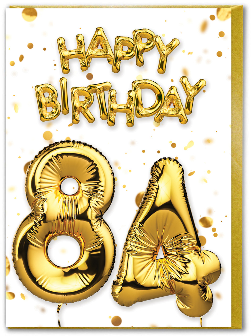 84th Birthday Card - Age 84 Balloon Gold By Brainbox Candy ...