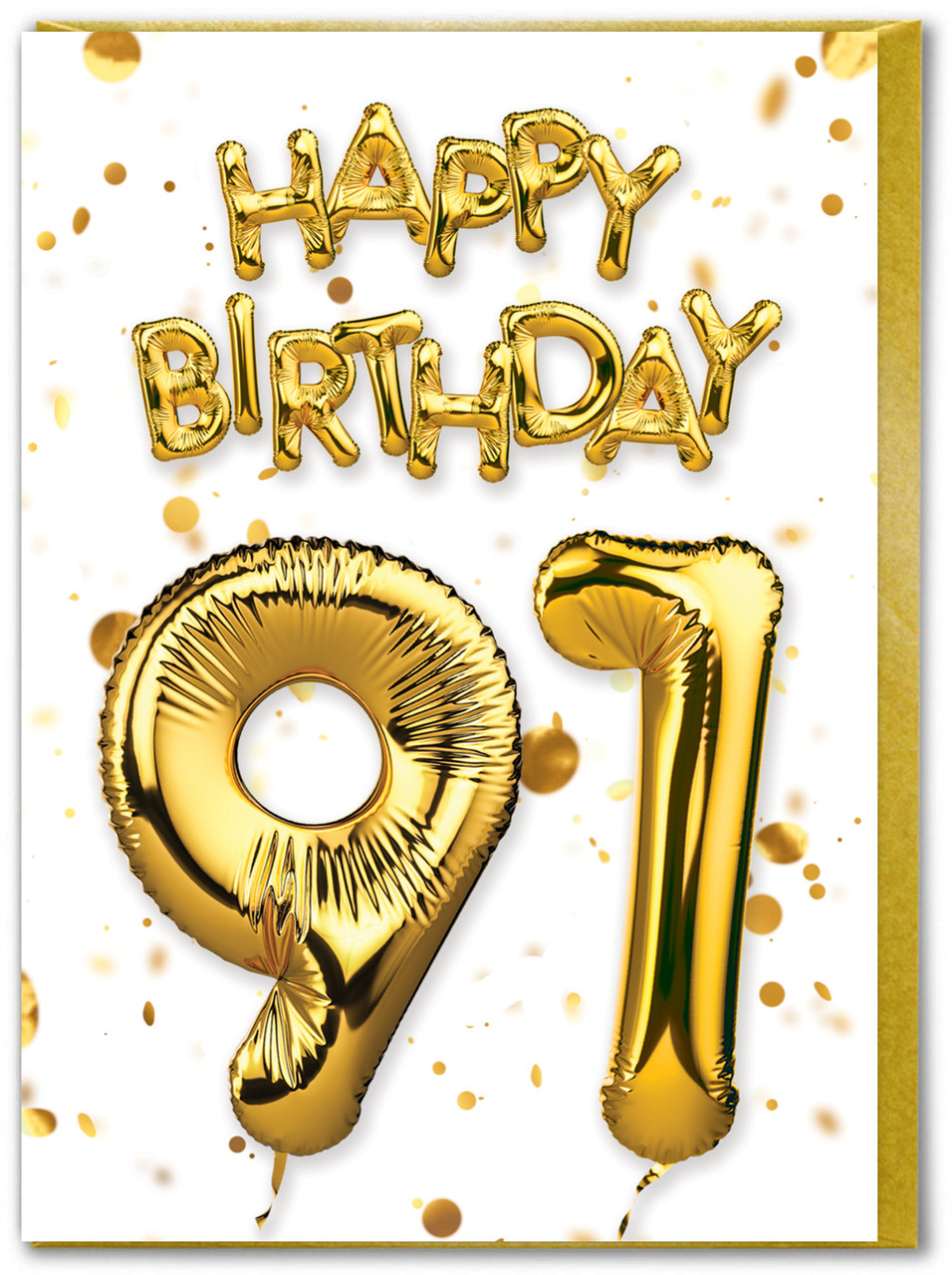 91st Birthday Card - Age 91 Balloon Gold By Brainbox Candy ...