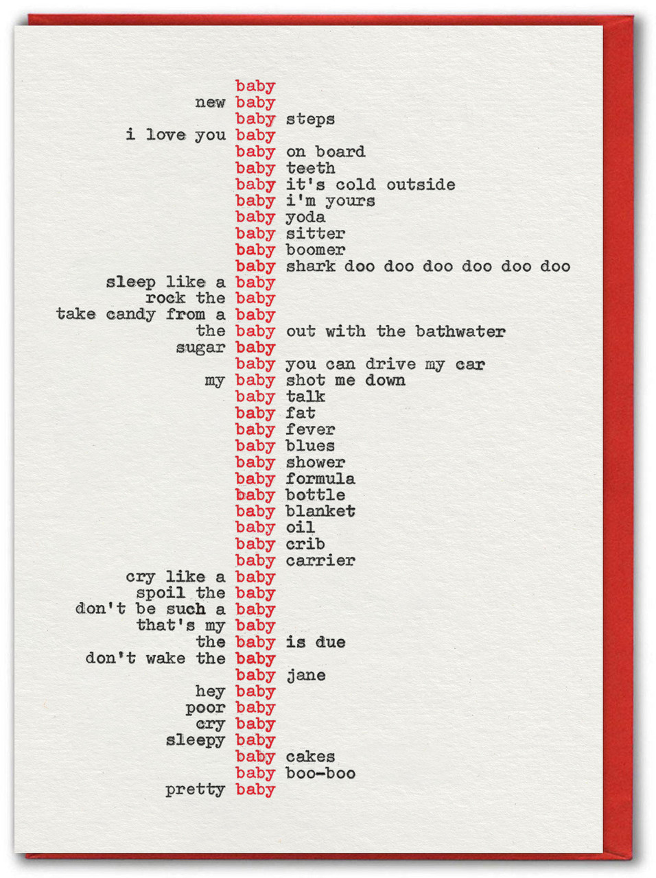 Funny New Baby Card - Baby Type By Hayden Kays | brainboxcandy.com