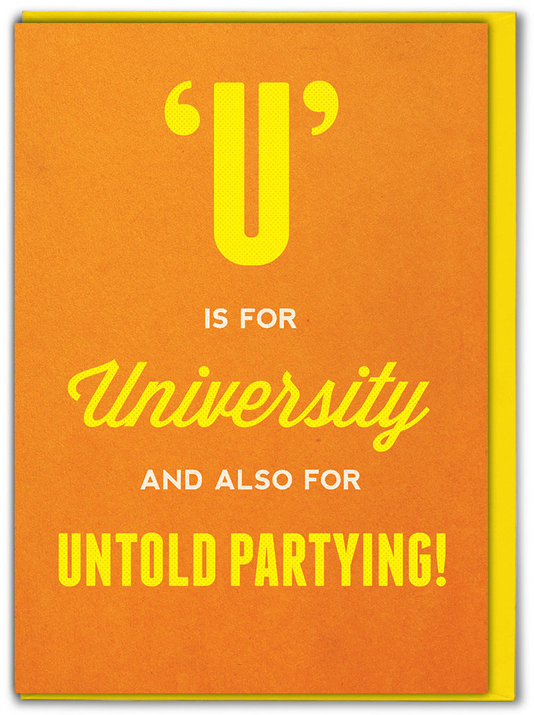 Funny Good Luck At Uni Card - U Is For University By Brainbox Candy ...