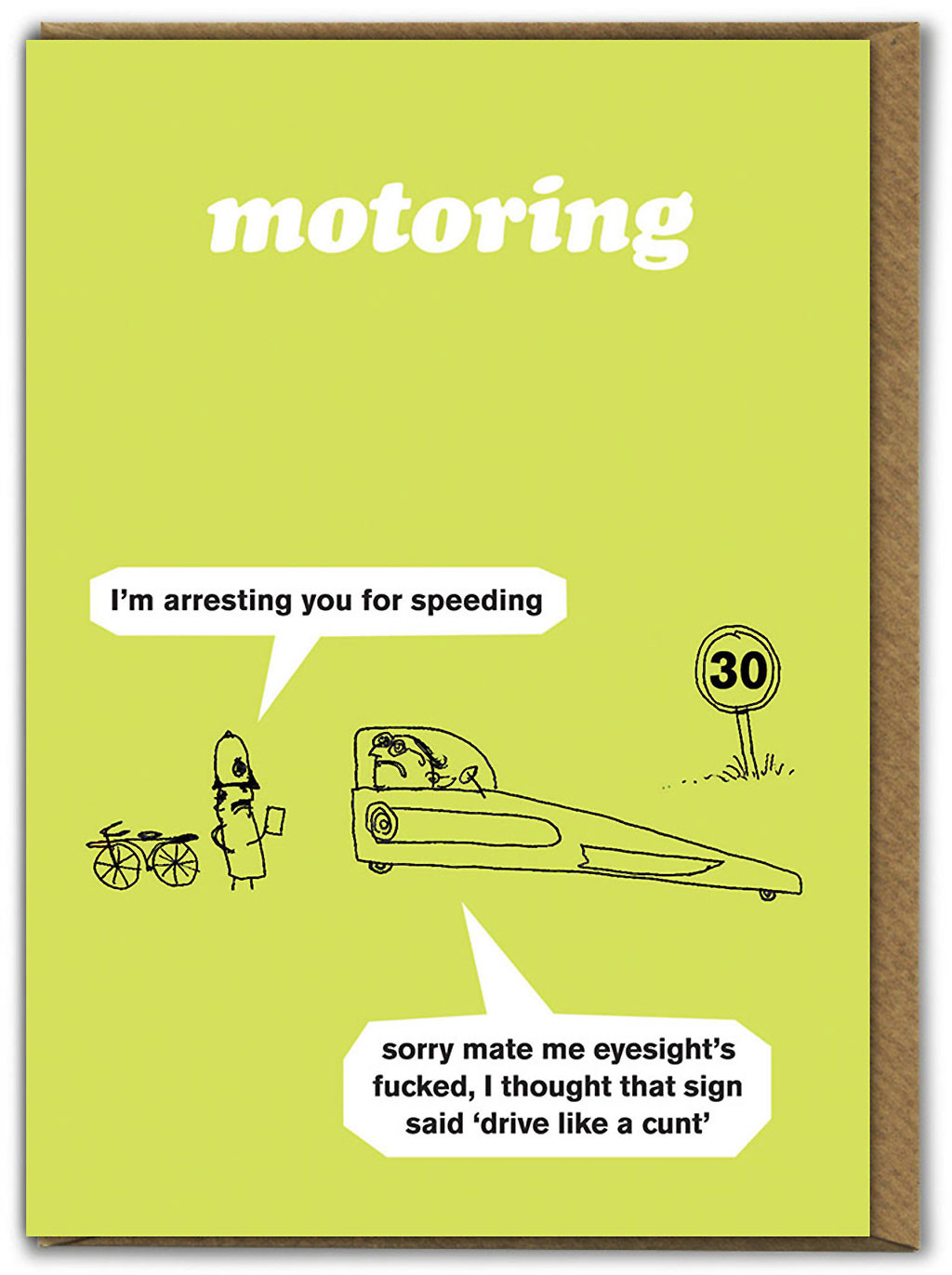 Rude Birthday Card Motoring Speeding By Modern Toss | brainboxcandy.com