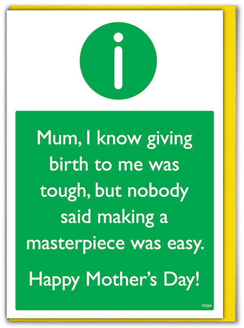 Funny Mothers Day Card Masterpiece Mum By Brainbox Candy