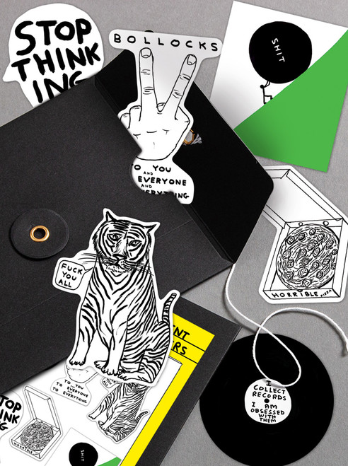 Funny Set of 6 Vinyl Stickers (Set 3) By David Shrigley | brainboxcandy.com