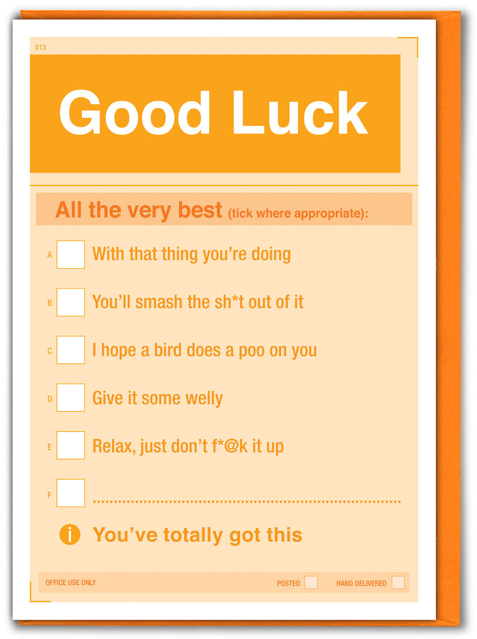 Funny Good Luck Card - All The Very Best... By Brainbox Candy ...
