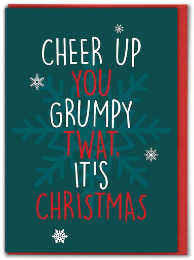 Rude Christmas Card - Grumpy T-Word By Brainbox Candy | brainboxcandy.com
