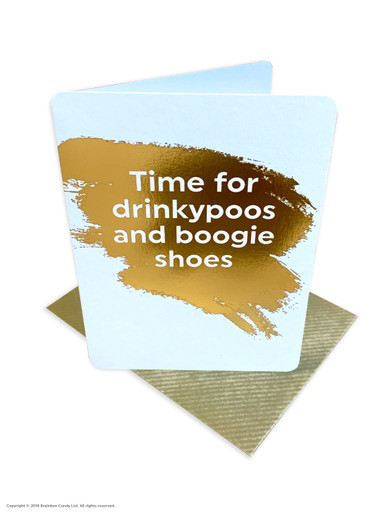 Funny Birthday Card (Gold Foiled) Drinkypoos Boogie Shoes By Brainbox ...