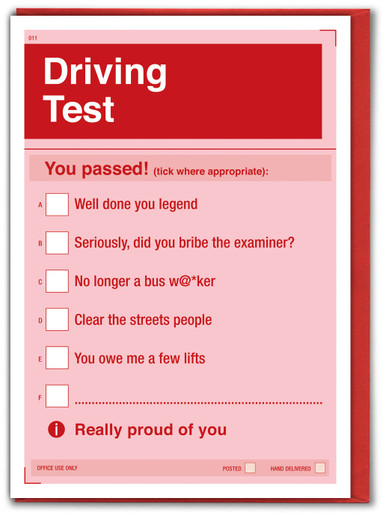 Funny Driving Test Congratulations Card - You Passed!... By Brainbox ...