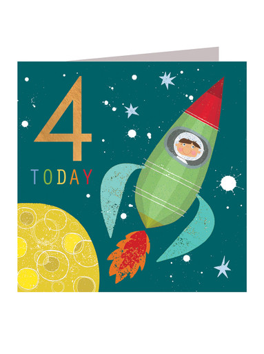 Cute 4th Birthday Card - Age 4 Rocket By Kali Stileman | brainboxcandy.com