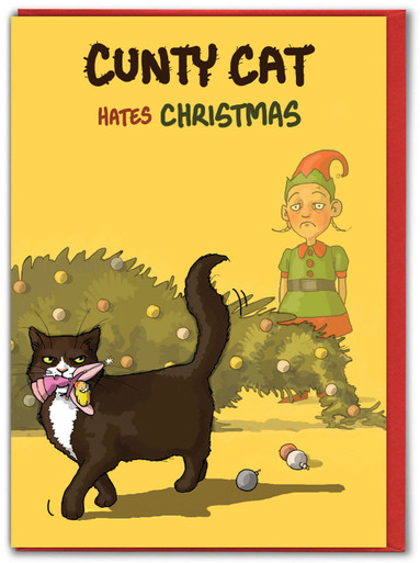 Rude Christmas Card - Cunty Cat By Bryony Waltersy | brainboxcandy.com
