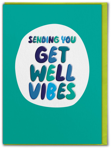 Embossed Get Well Card - Sending Get Well Vibes By Brainbox Candy ...