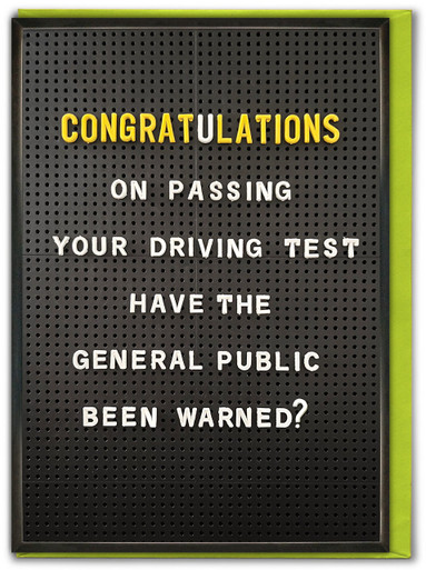 Funny Driving Test Congratulations Card - General Public By Brainbox ...