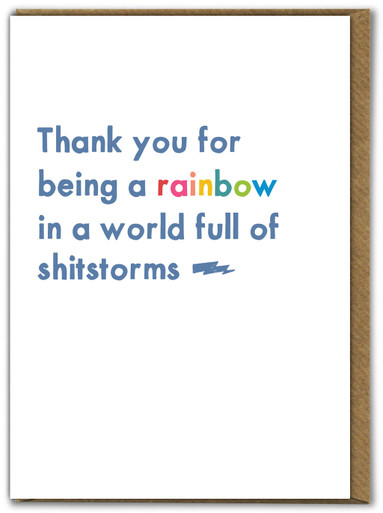 Rude Thank You Card Rainbow In A World Full of Shitstorms By Bold and ...