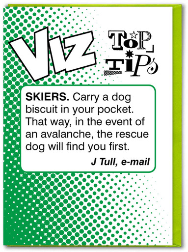 Funny Birthday Card - Skiers Viz Top Tips | brainboxcandy.com