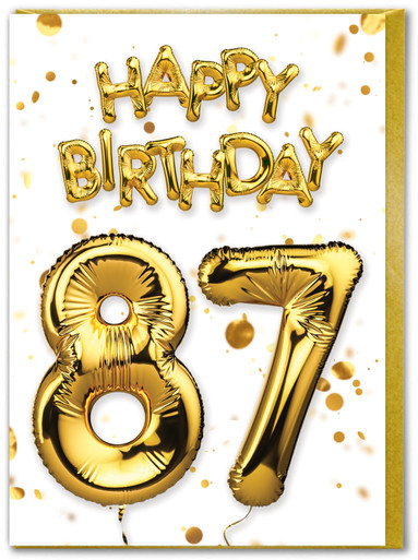 87th Birthday Card - Age 87 Balloon Gold By Brainbox Candy ...