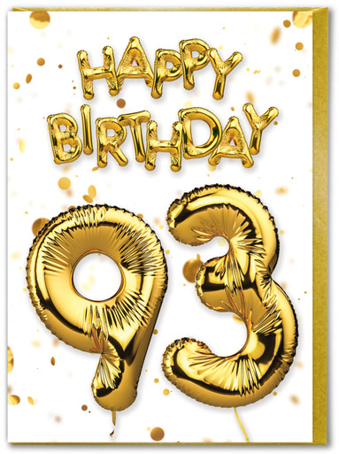 93rd Birthday Card - Age 93 Balloon Gold By Brainbox Candy ...