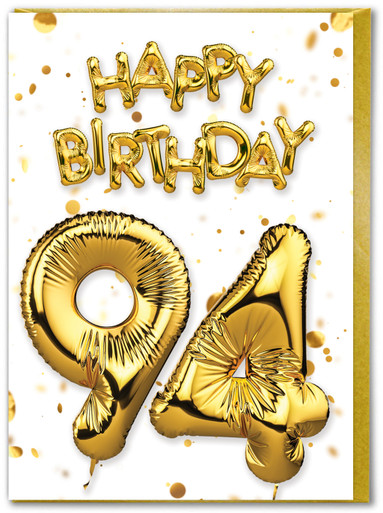 94th Birthday Card - Age 94 Balloon Gold By Brainbox Candy ...