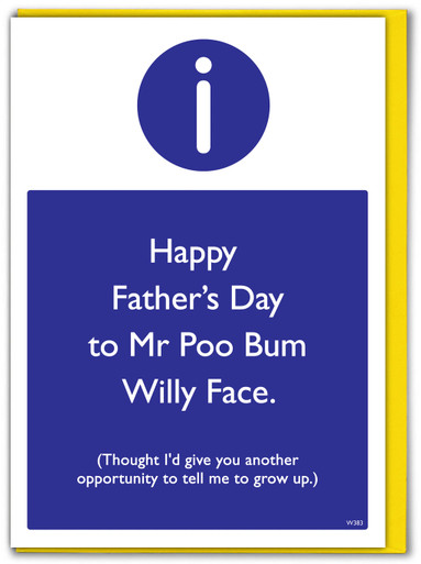 Funny Father’s Day Card Poo Bum Willy Face By Brainbox Candy ...