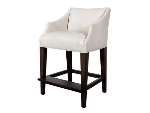 CAMPAIGN COUNTER STOOL LEATHER PARCHMENT - REVIVAL HOME