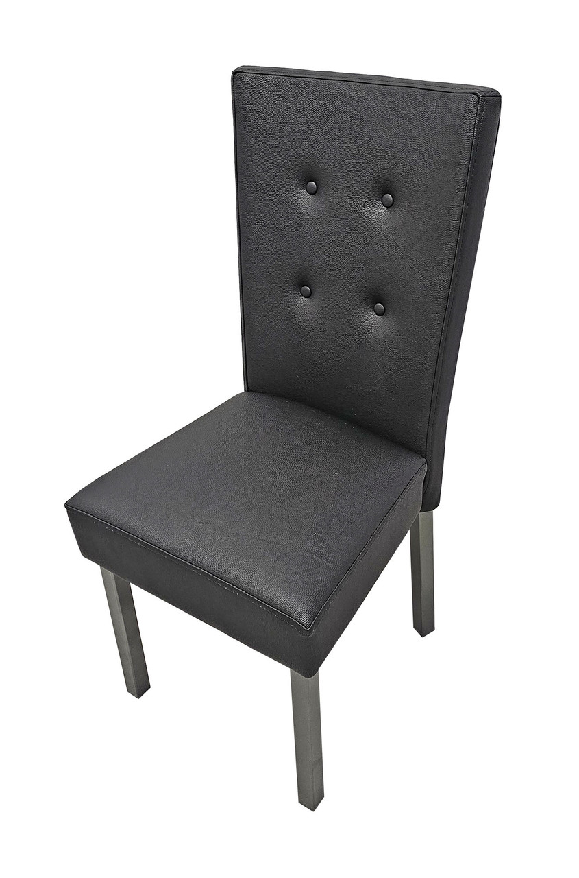 Button Tufted Gunmetal Heavy Duty Restaurant Chair with Commercial Grade Upholstery