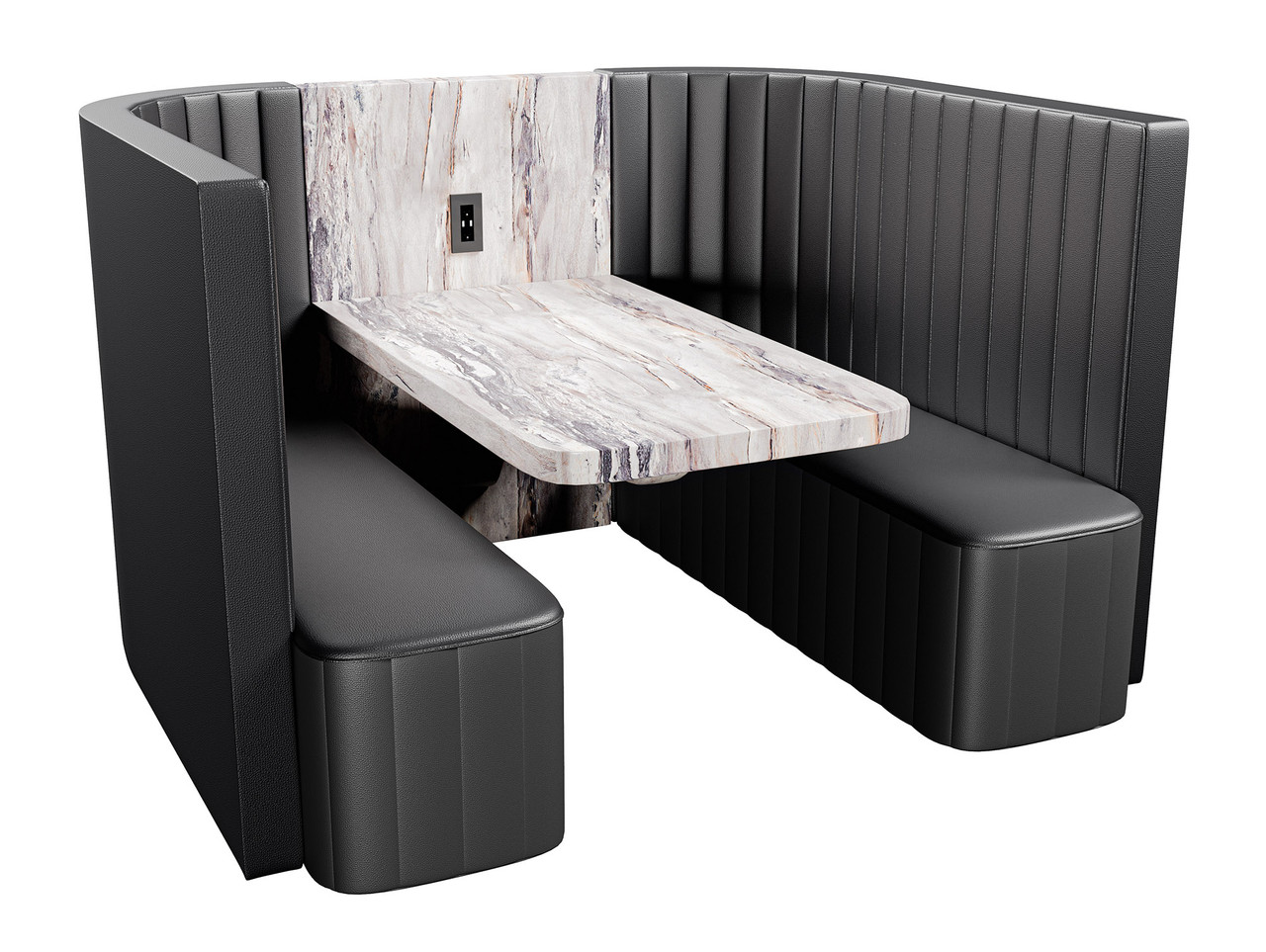Compact 4-Seater All-in-One Booth Seating with Integrated Table - Optional Power Outlet ...