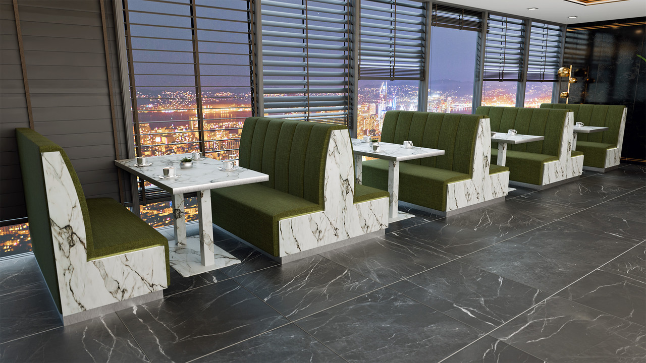 Modern Marmo Restaurant Booths - Premium Channel-Back Upholstery with ...