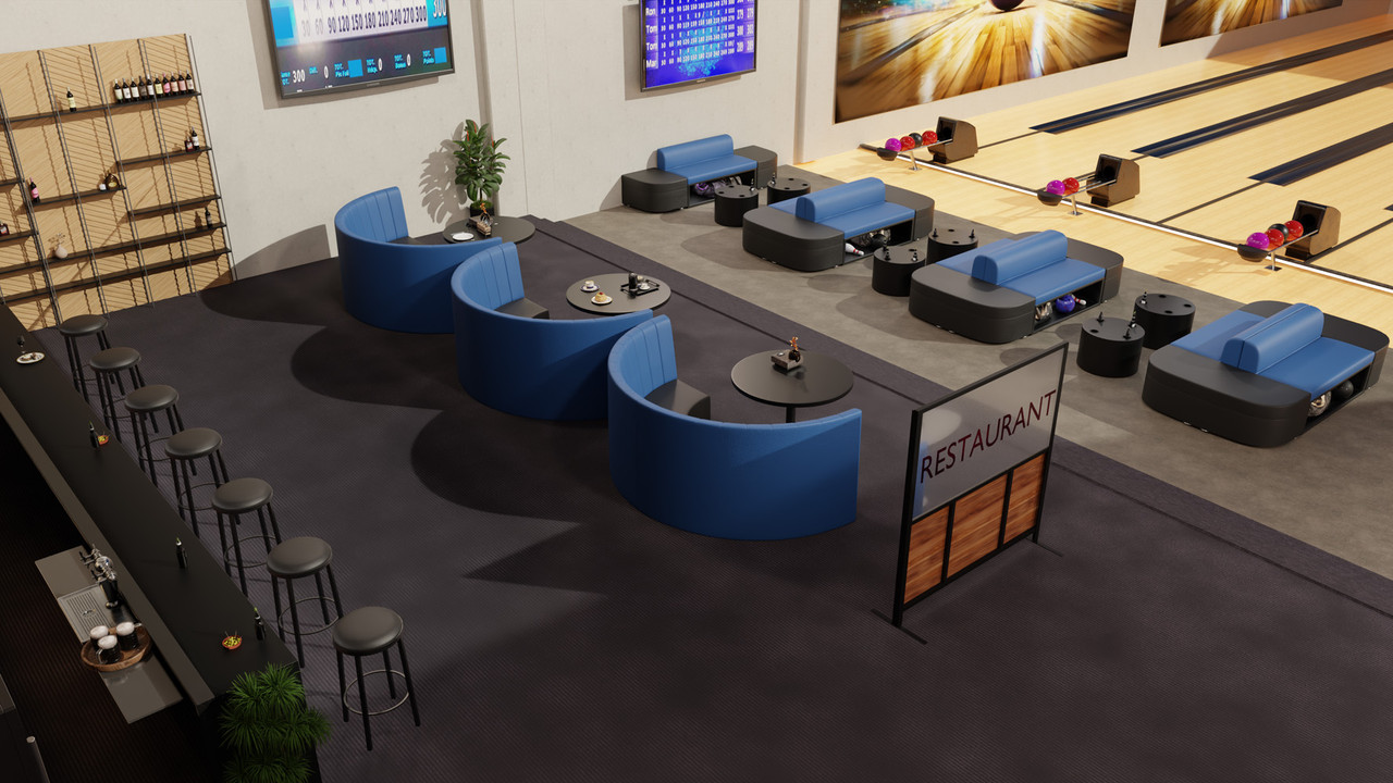 Bowling & Restaurant Seating Package : Half Circle Booths, Bowling ...
