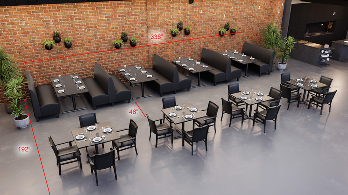 Norway Booths and Black Restaurant Tables Package with Restaurant ...