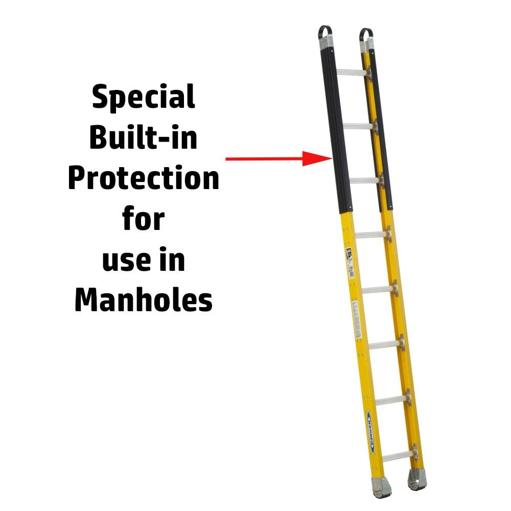 Werner M7100-1 Series Fiberglass Manhole Ladder 375 lb Rated ...