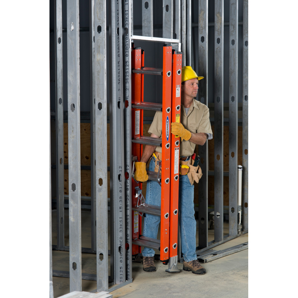 Werner D6200-3 Series 3-Section Fiberglass Ext. Ladder 300 lbs rated ...