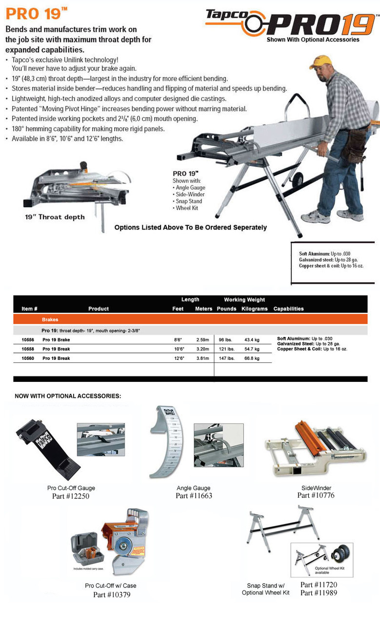 Tapco 14206 PRO 19 Series Siding Brake / 4' - Industrial Ladder ...
