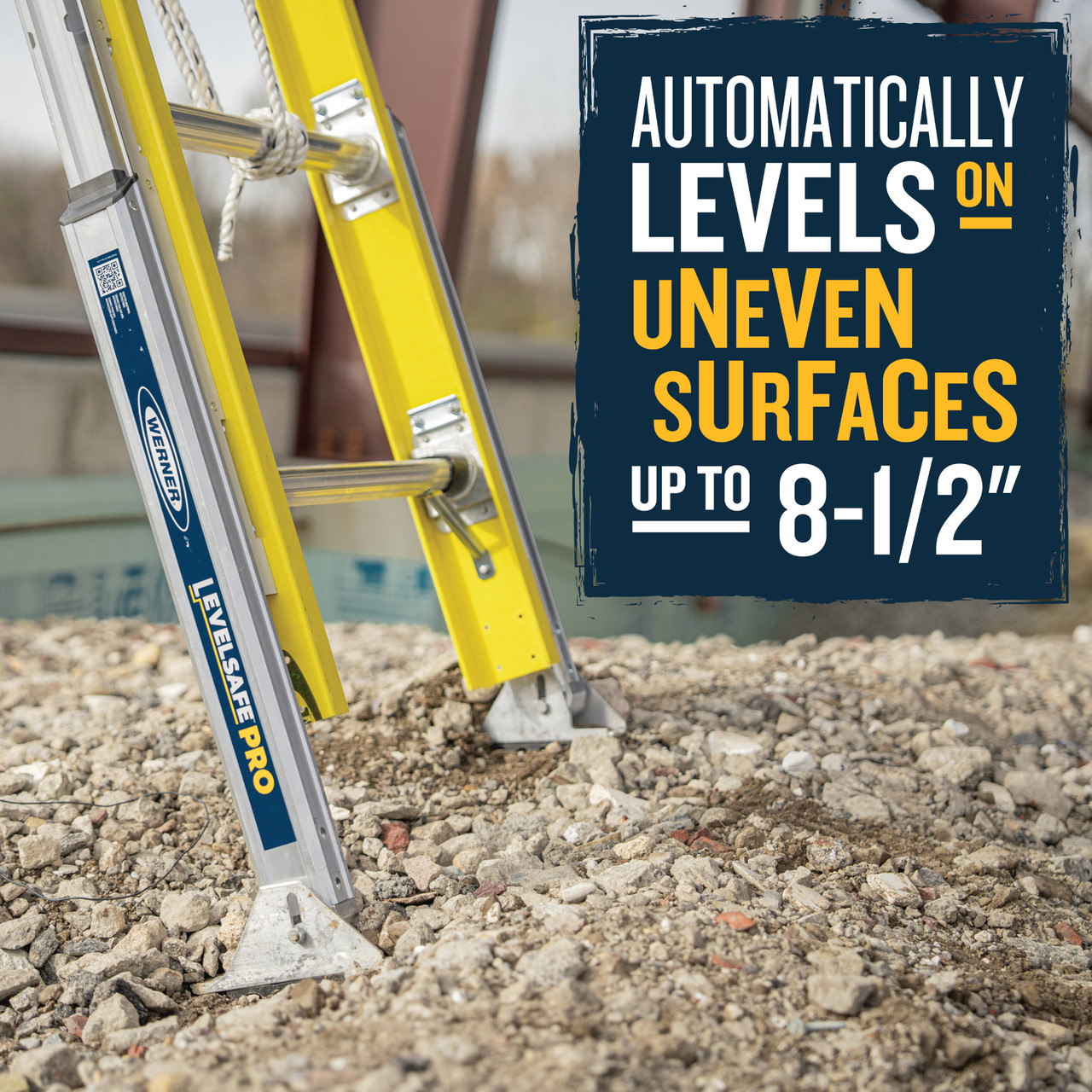 Werner D7100-2L Fiberglass D-Rung Leveling Extension Ladder boasts a ...