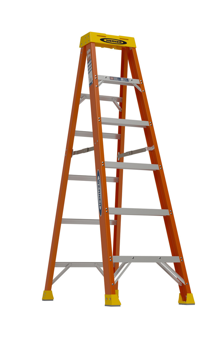 Werner 4 Ft Fiberglass Twin Step Ladder With 375 Lb Load Capacity