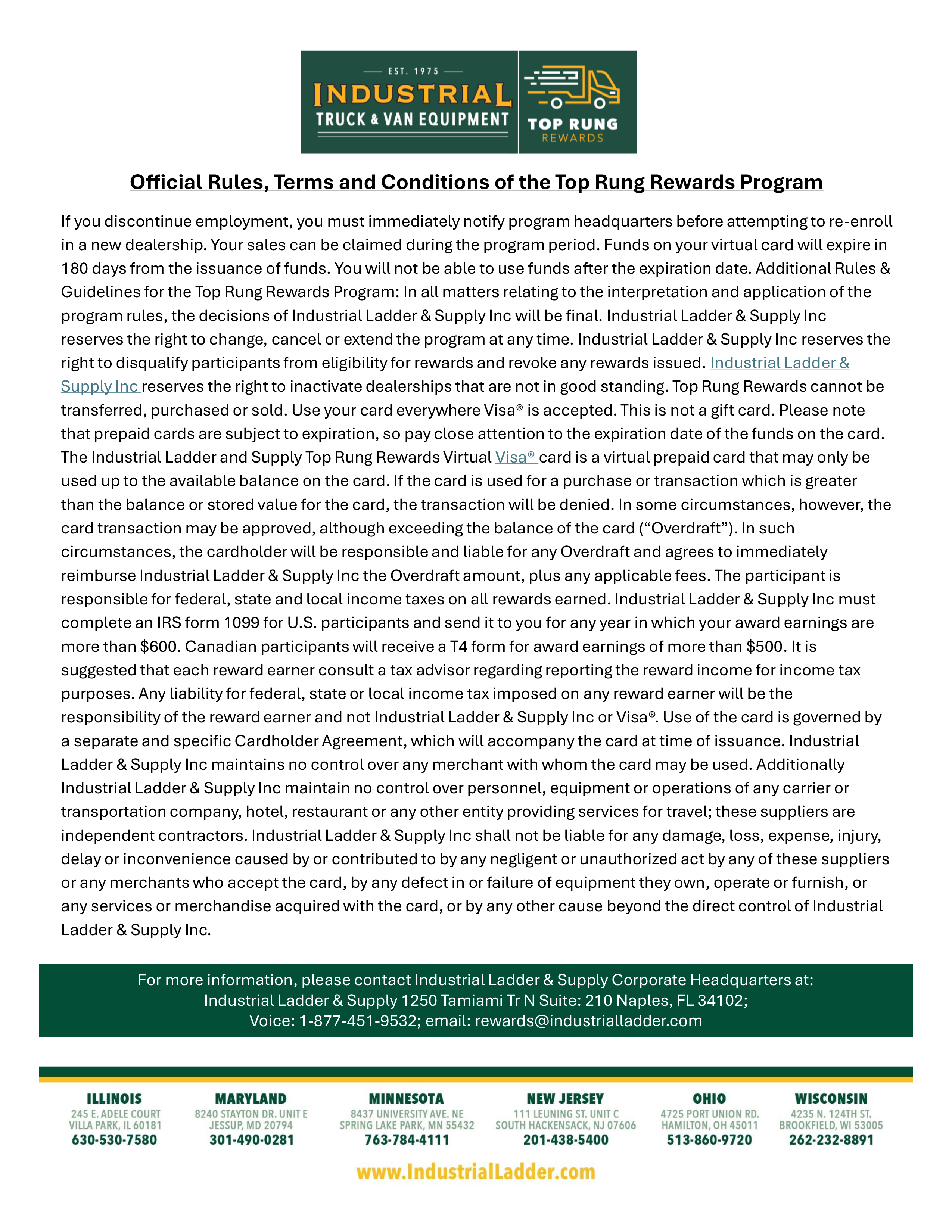 Top Rung Rewards Official Rules