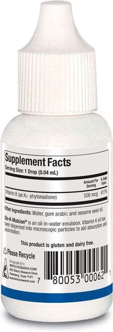 Bio-K-Mulsion® Oral Vitamin K by Biotics Research, 1oz. - In His Hands ...
