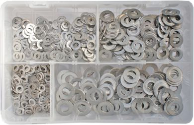 Assorted, Stainless, Steel, Metric, Flat, Washers, 650