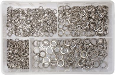 Assorted, Stainless, Steel, Metric, Spring, Washers, 650