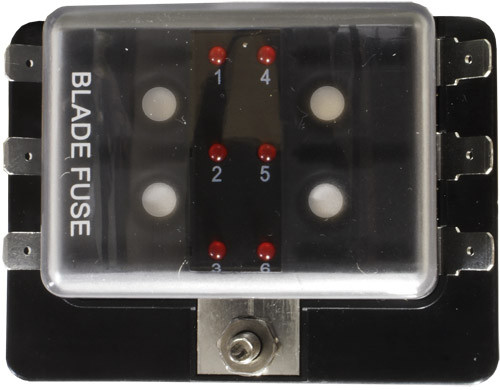 6 Position LED Blade Fuse Box (standard blade fuses) (Pack of 1)