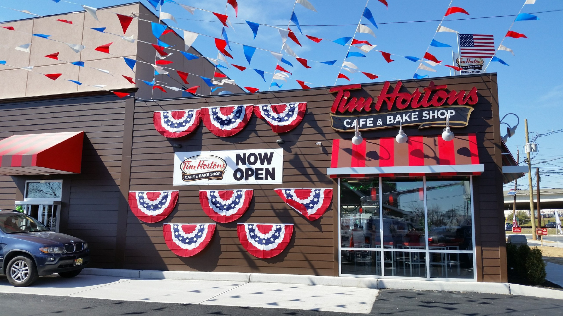 Five Boro Flag Banner and Sign