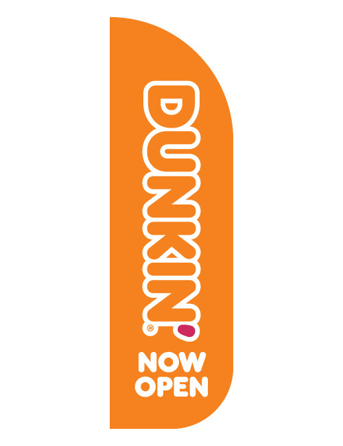 Dunkin' 3'x13' Feather Dancer Flag "Now Open " Orange
