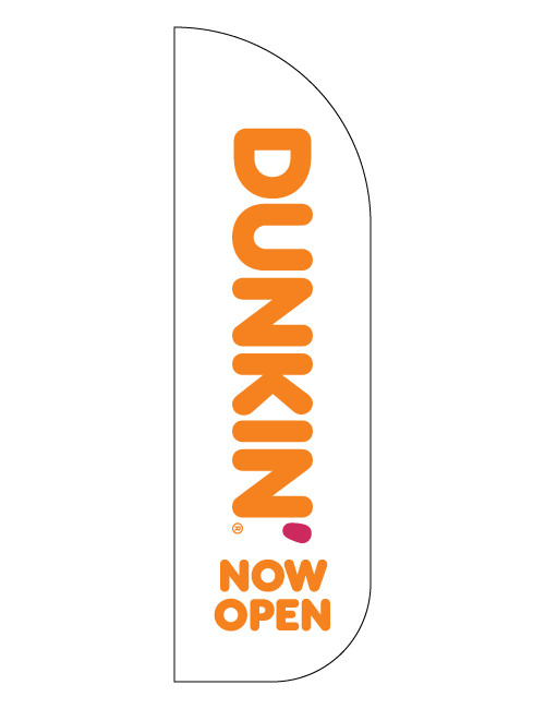 Dunkin' 3'x13' Feather Dancer Flag "Now Open " White