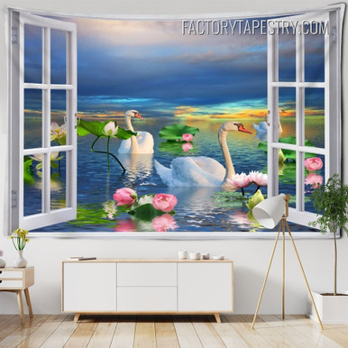 Swan Lake Window Tapestry - Factorytapestry.com